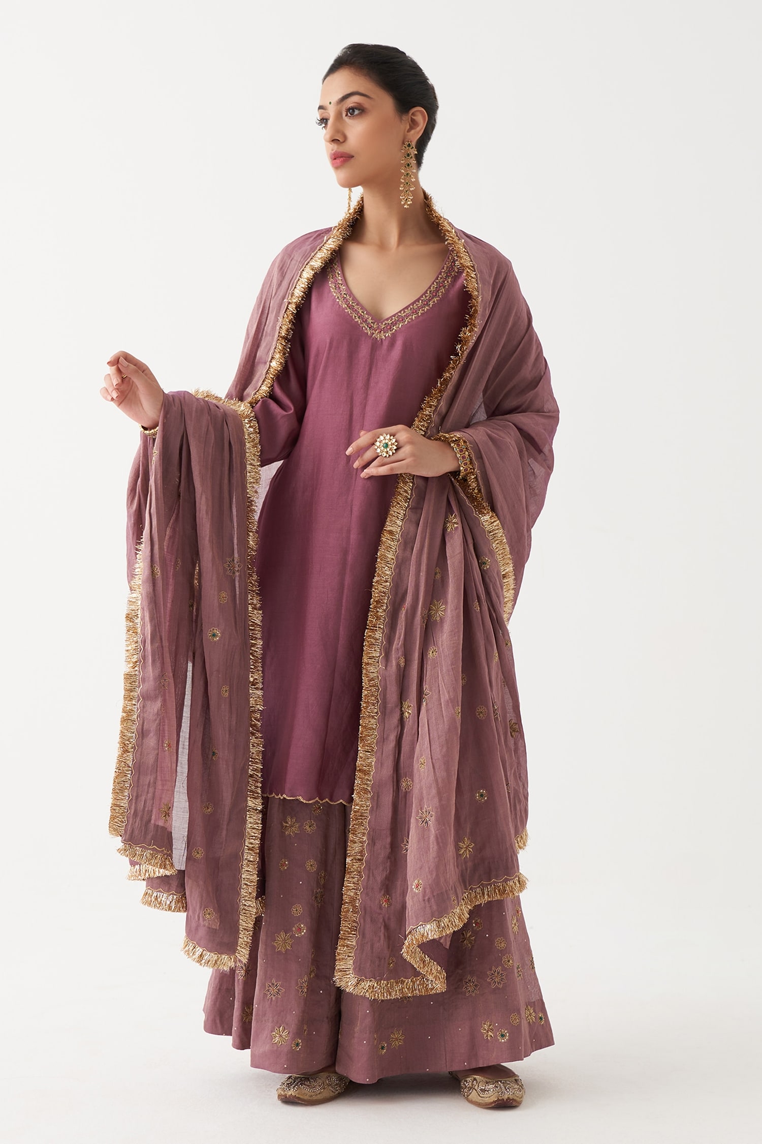 Buy Rhua India Purple Naika Embroidered Kurta Sharara Set Online | Aza ...