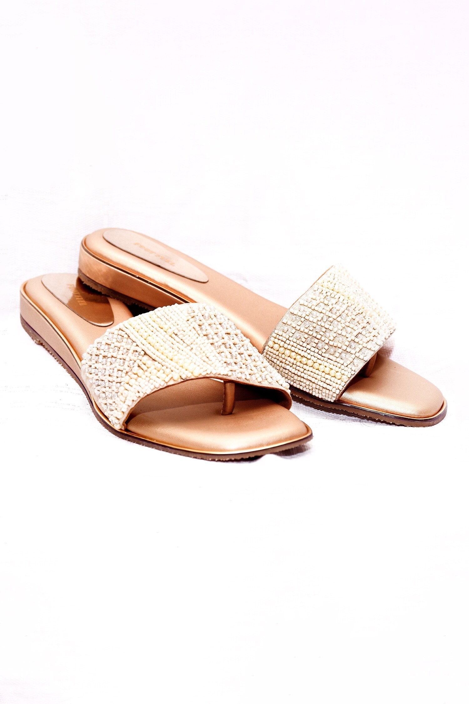 Buy Gold Embellished Naseeb Flats by Foot Fuel Online at Aza Fashions.