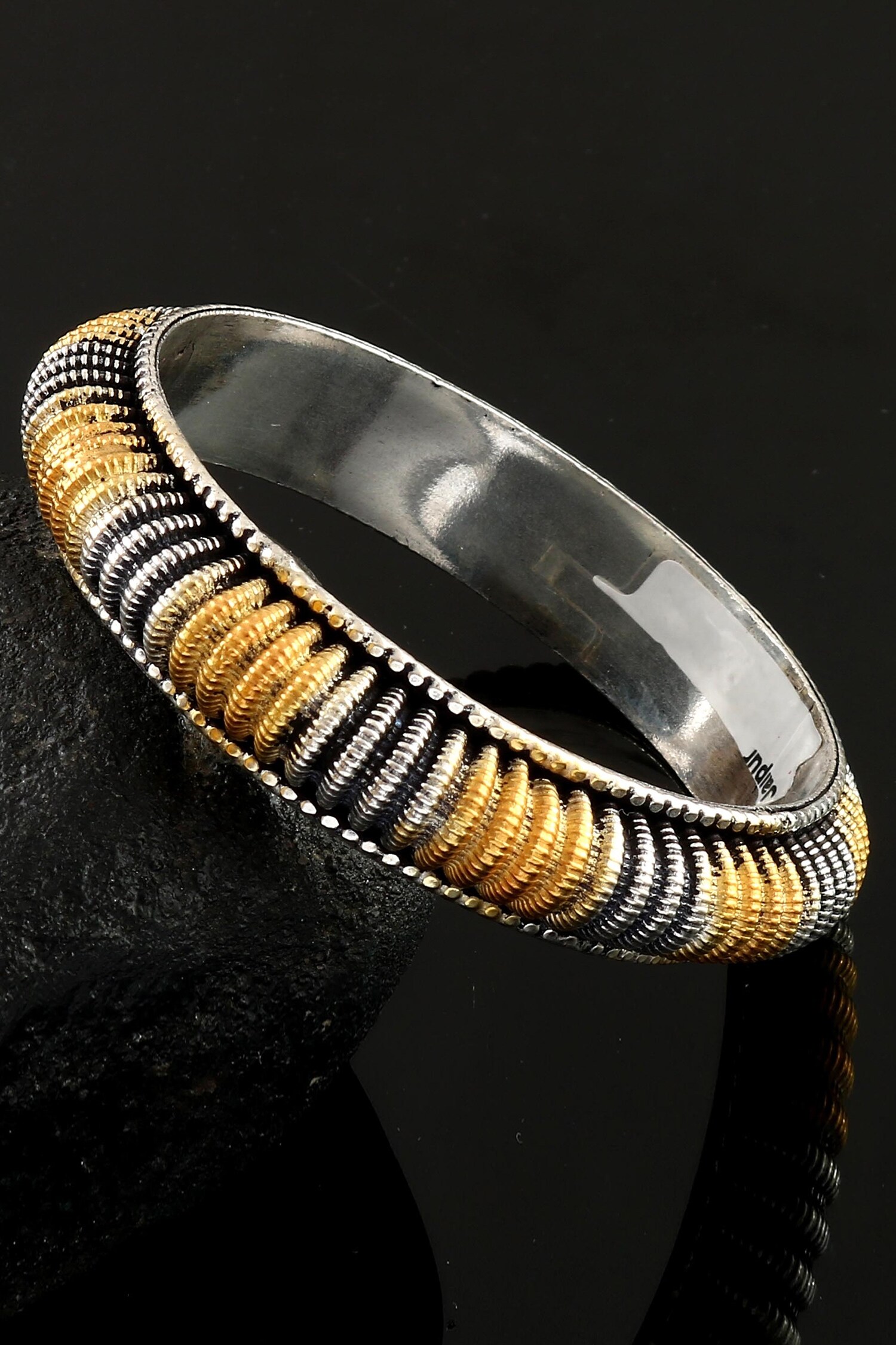 Buy Noor Two-tone Bangle Online | Aza Fashions