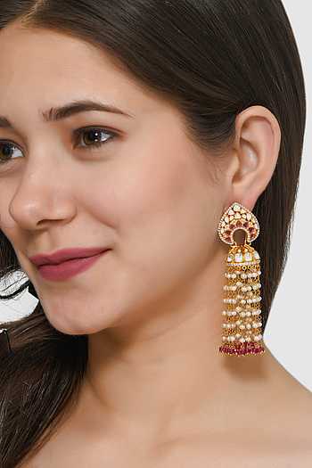 Buy Zeeya Luxury Jewellery Kundan Studded Long Jhumka Earrings Online ...