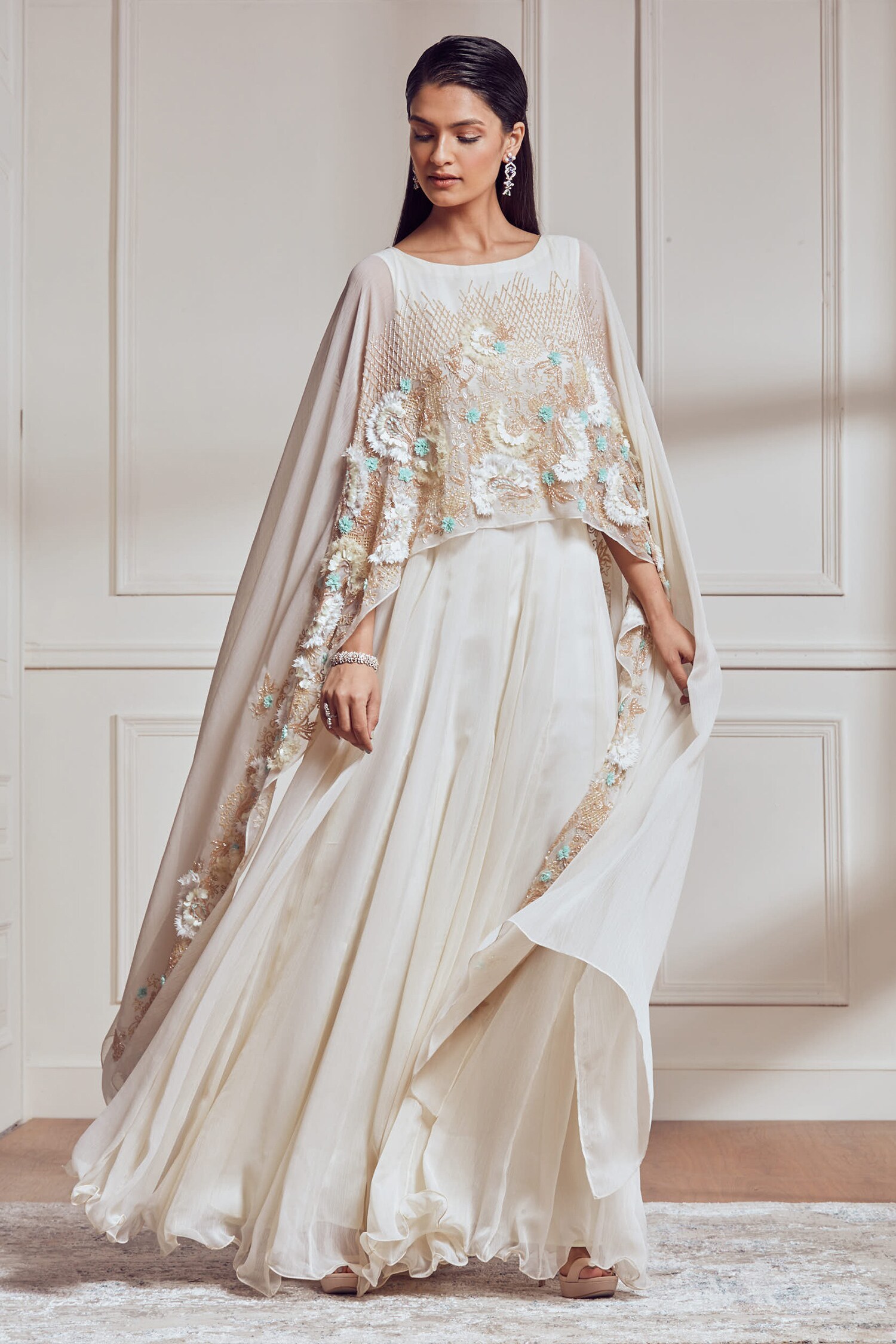 Buy Not So Serious By Pallavi Mohan Yellow Chiffon Applique Embroidered ...