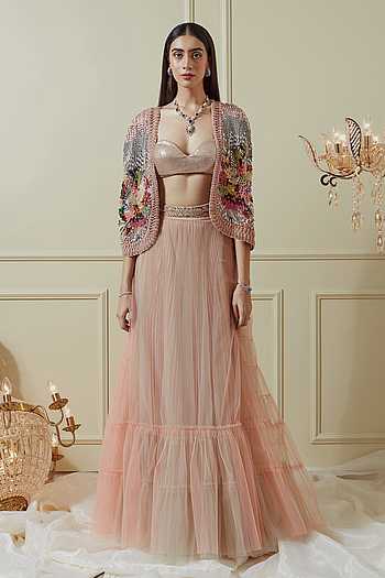 Buy Not So Serious By Pallavi Mohan Pink Georgette Embroidered Jacket ...