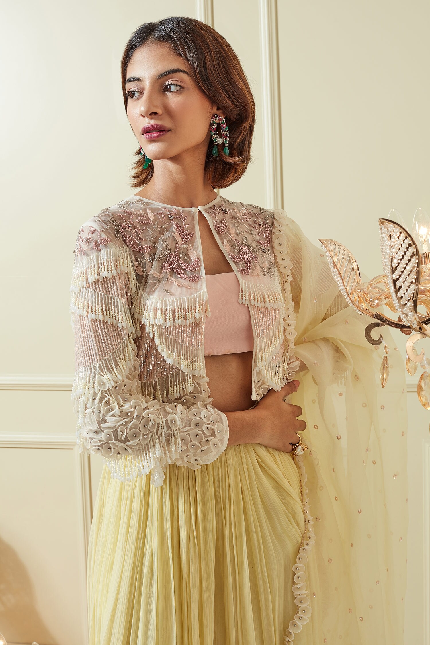 Buy Not So Serious By Pallavi Mohan Yellow Chiffon Embroidered Jacket ...