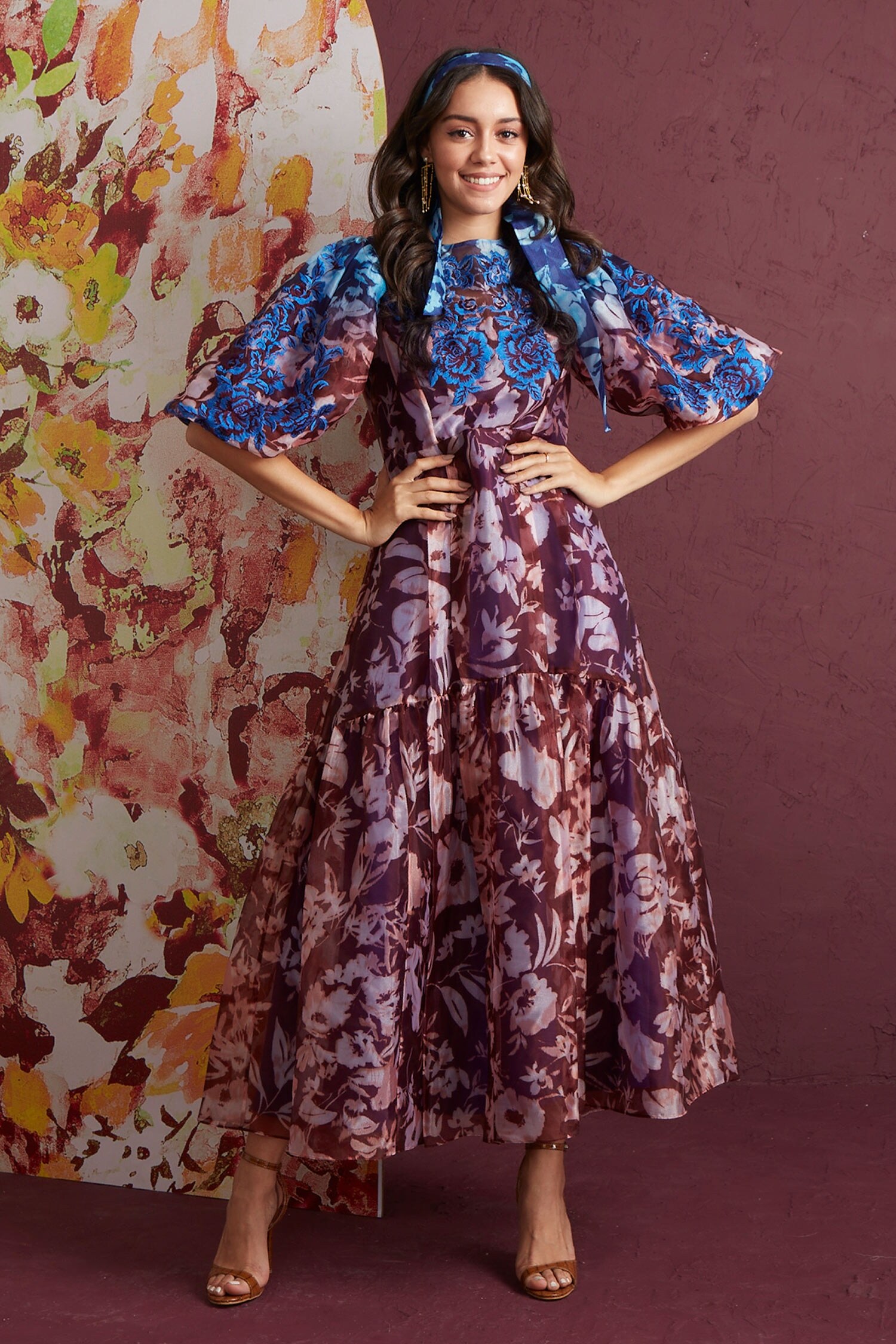 Buy Not So Serious By Pallavi Mohan Brown Organza Betonica Ombre Gown ...