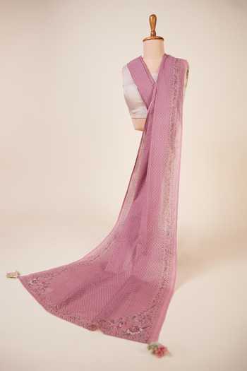 Buy Dressfolk Pink Organic Cotton Satin Oeshi Chintz Print Dupatta ...