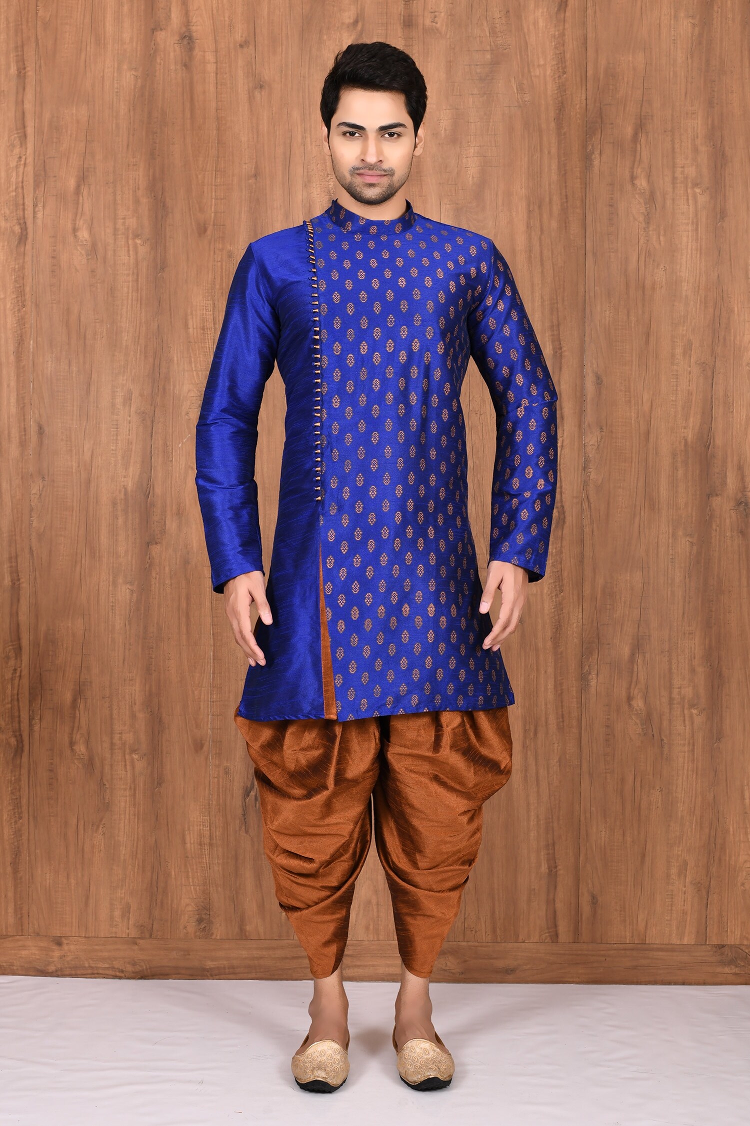 Buy Brown Dupion Silk Patiala For Men by Aryavir Malhotra Online at Aza ...