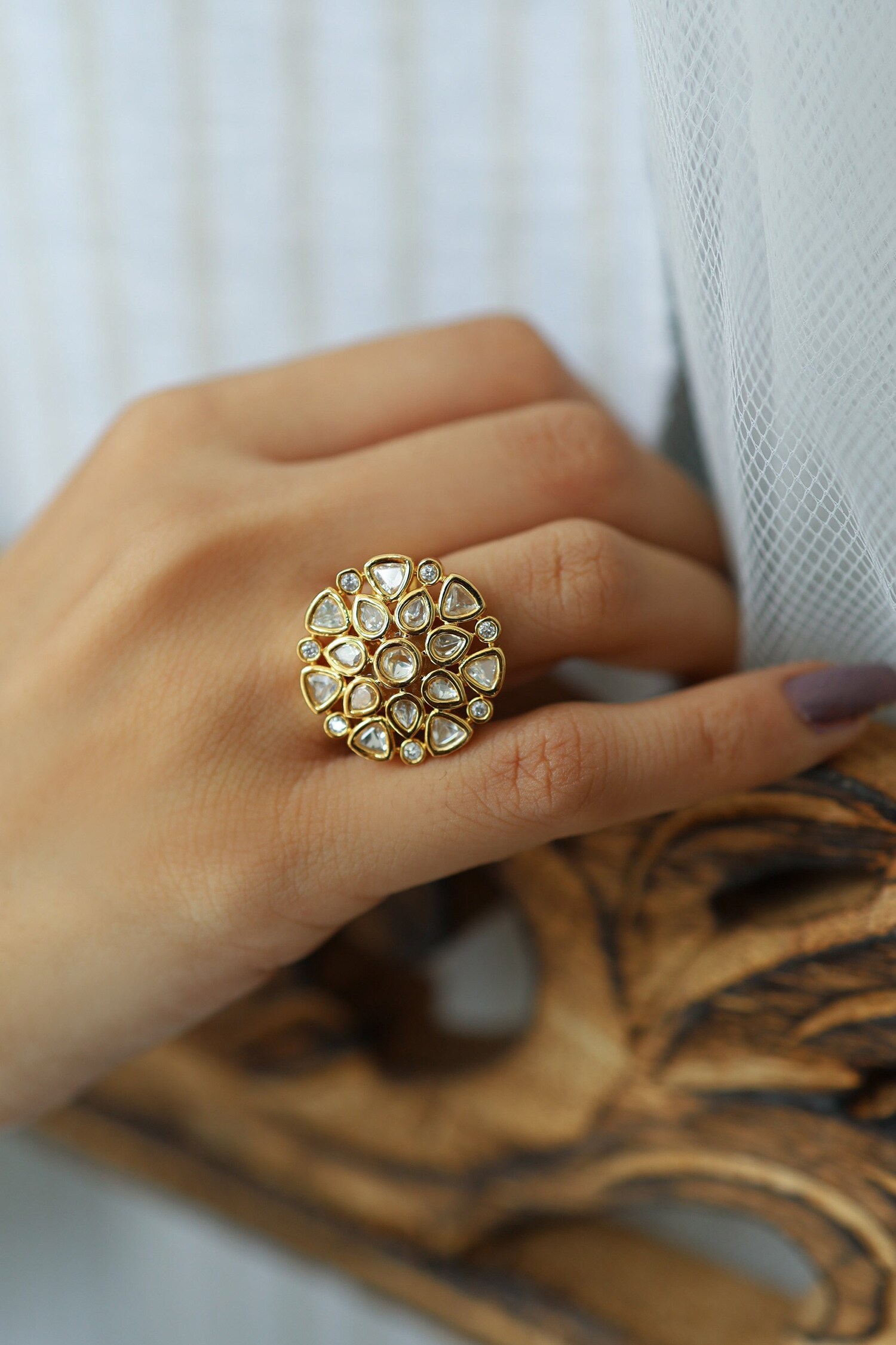 Buy Phiroza Kundan Ring Online | Aza Fashions