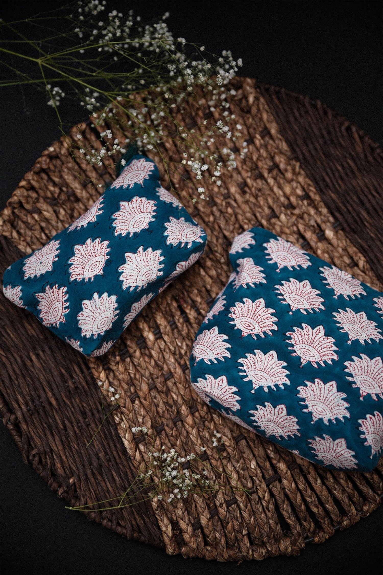 Buy Green Hand Block Print Pouch by Raamae Online at Aza Fashions.