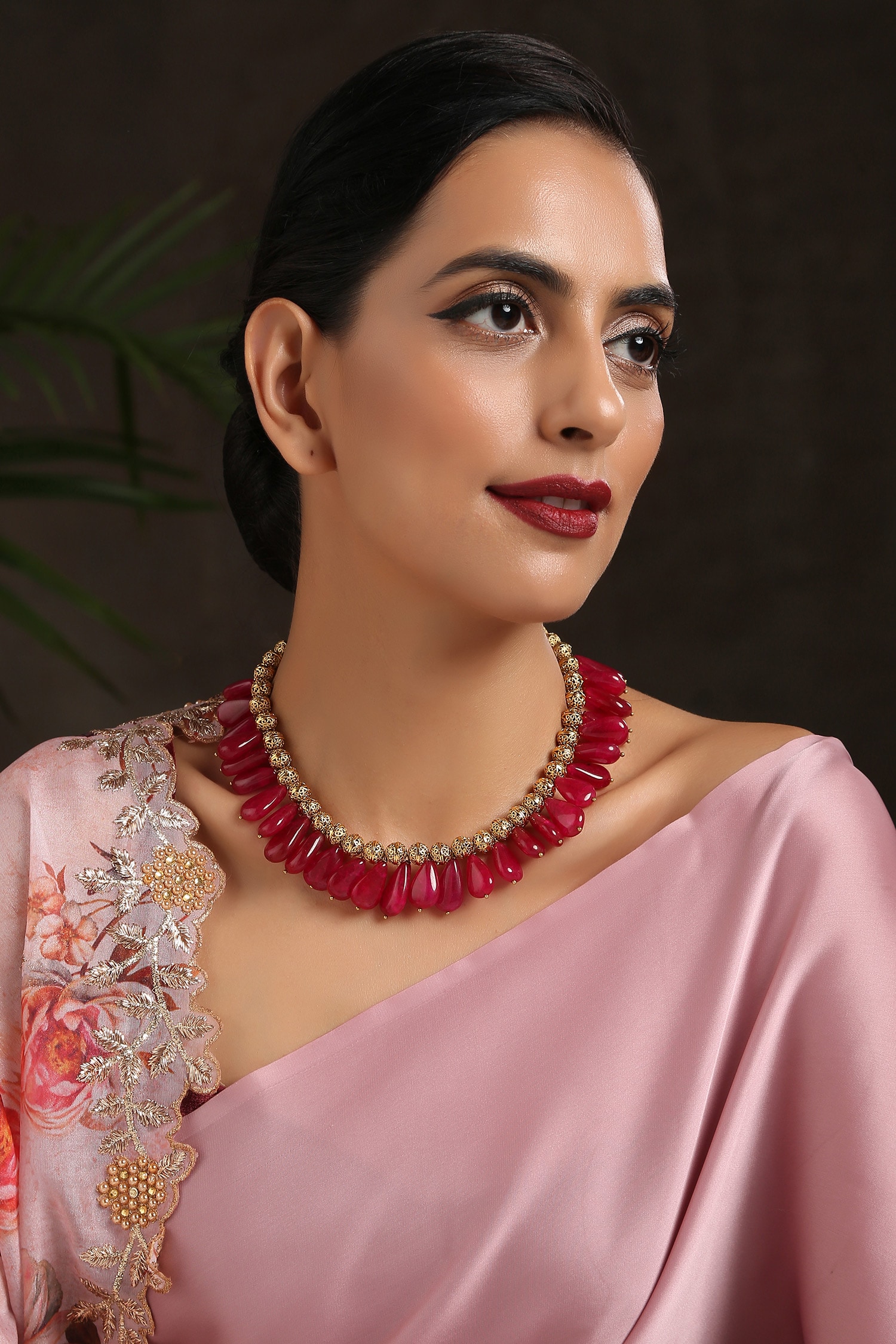 Buy Gold Plated Stone Drop Necklace by Paisley Pop Online at Aza Fashions.