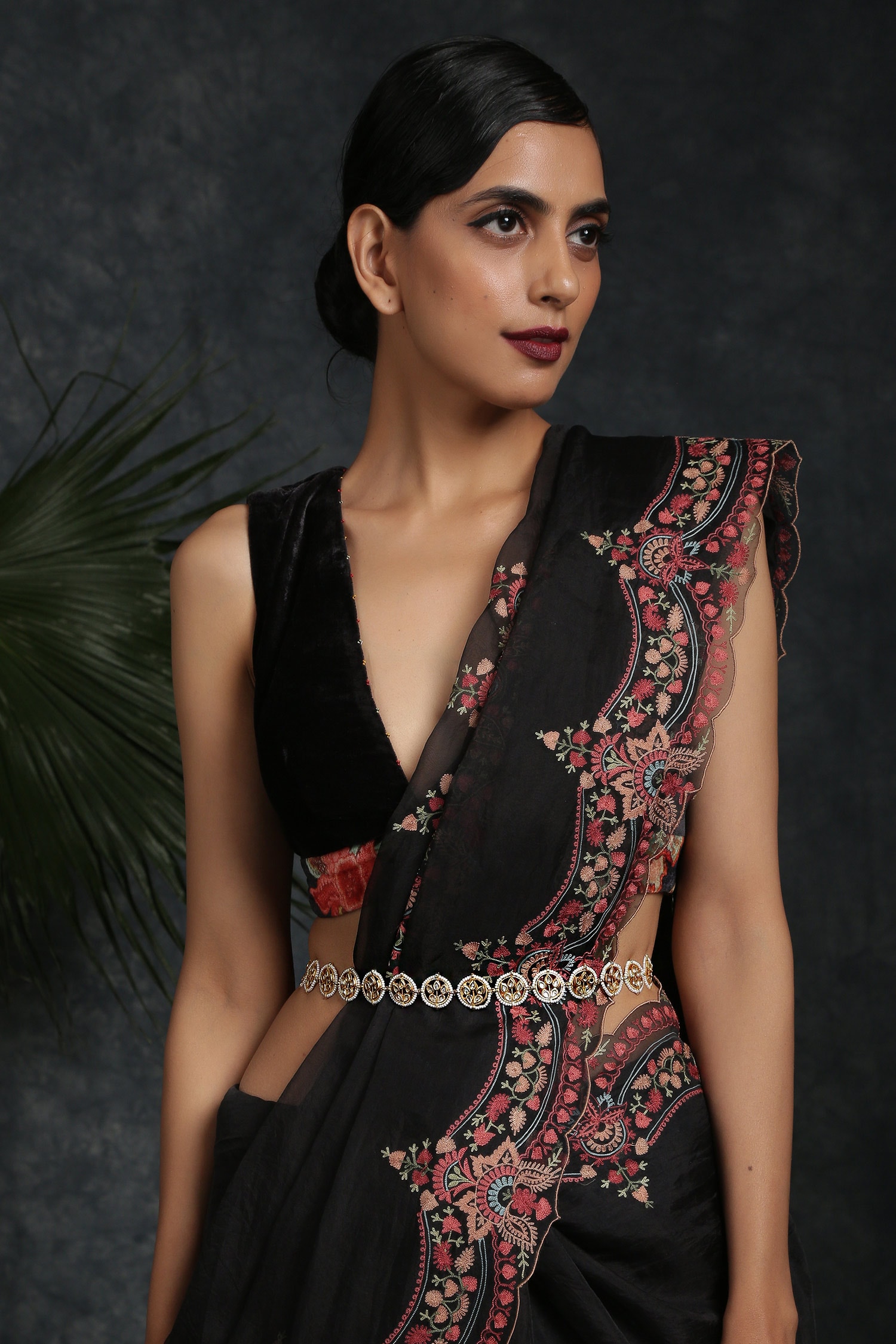 Buy Paisley Pop Handcrafted Kundan Polki Belt Online | Aza Fashions