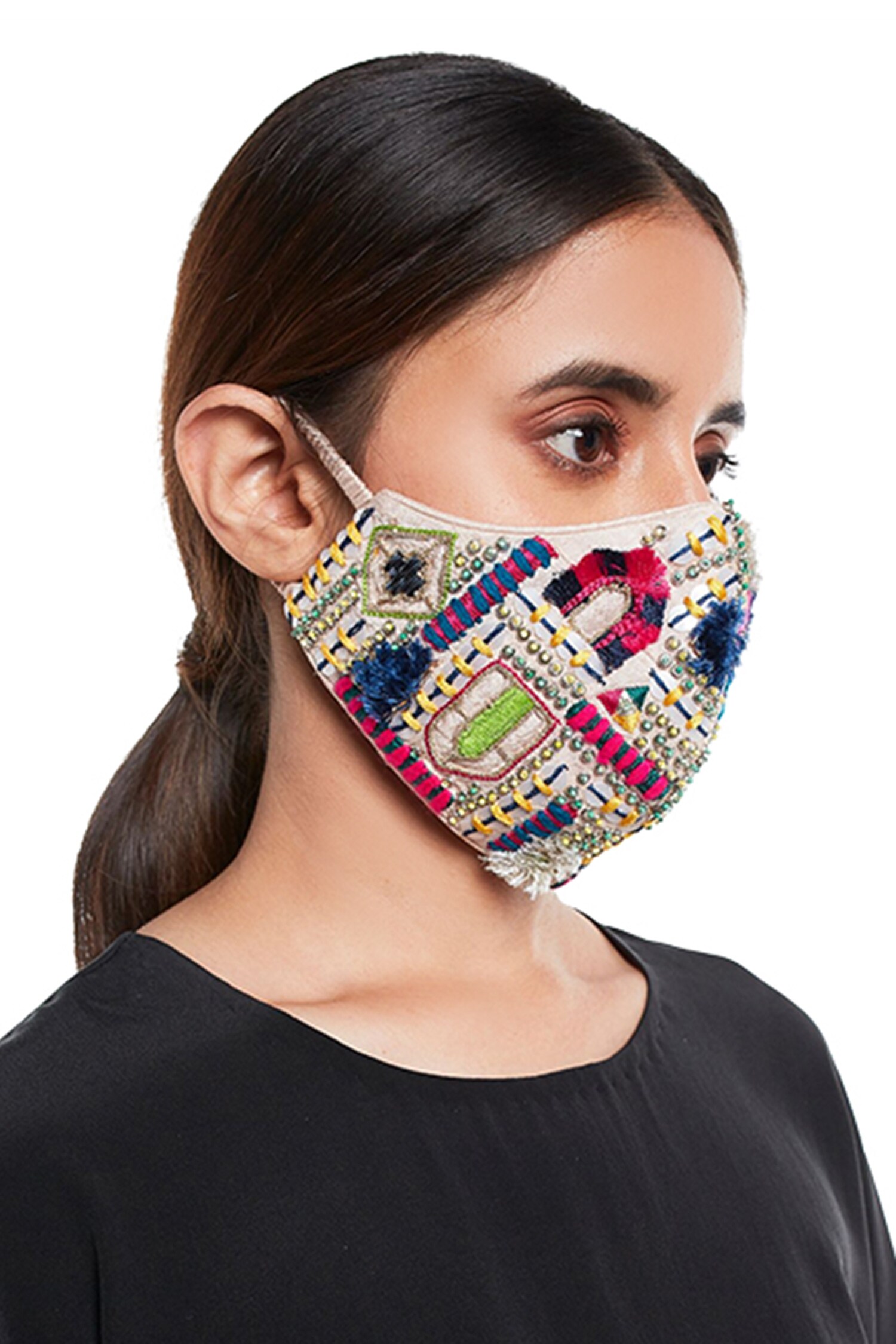 Buy Payal Singhal Embroidered Face Mask Online | Aza Fashions