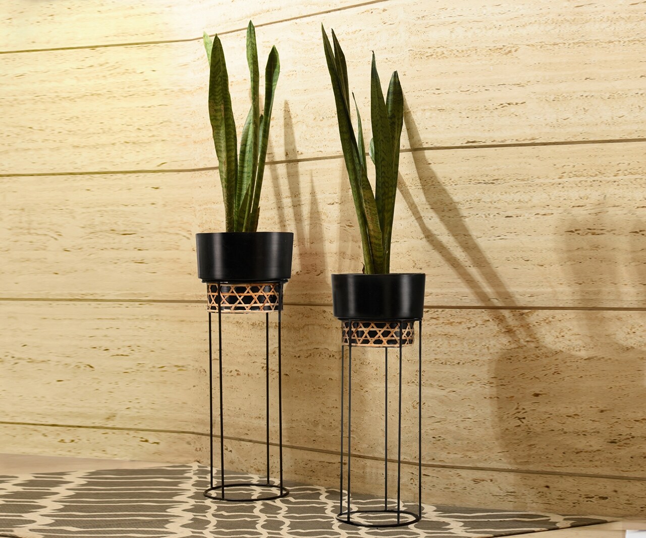 Buy Green Girgit Metal Planter Stands (Set of 2) Online | Aza Fashions