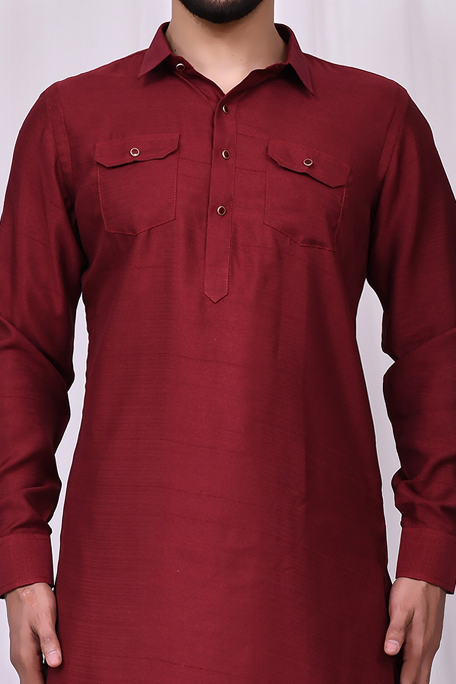 Buy Samyukta Singhania- Men Maroon Art Silk Pathani Kurta And Dhoti ...