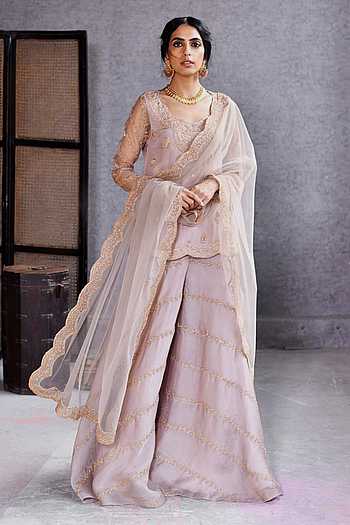 Buy Reeti Arneja Purple Embroidered Silk Kurta Set Online | Aza Fashions