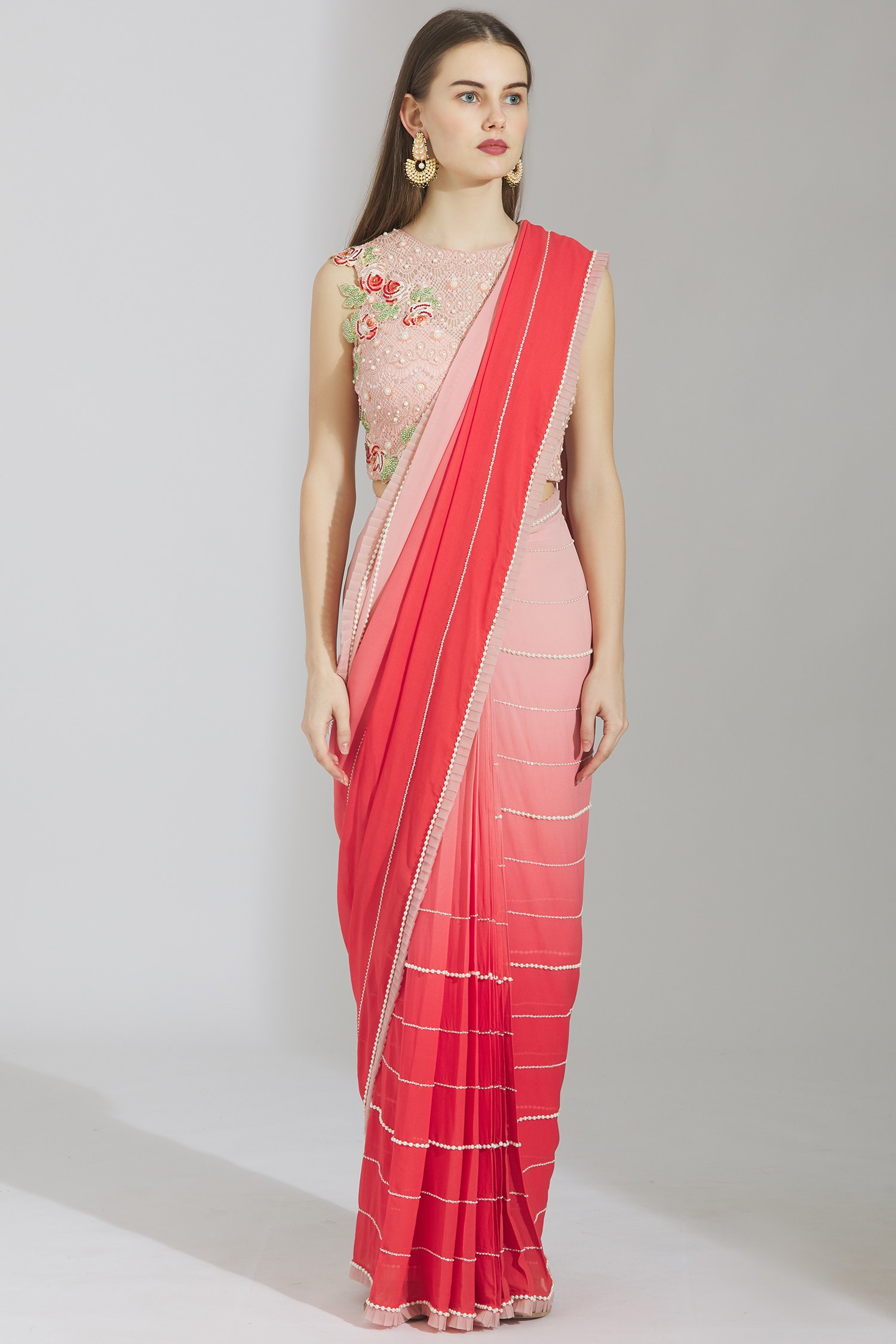 Buy Embellished Pre-Draped Saree by Rajat & Shraddha at Aza Fashions