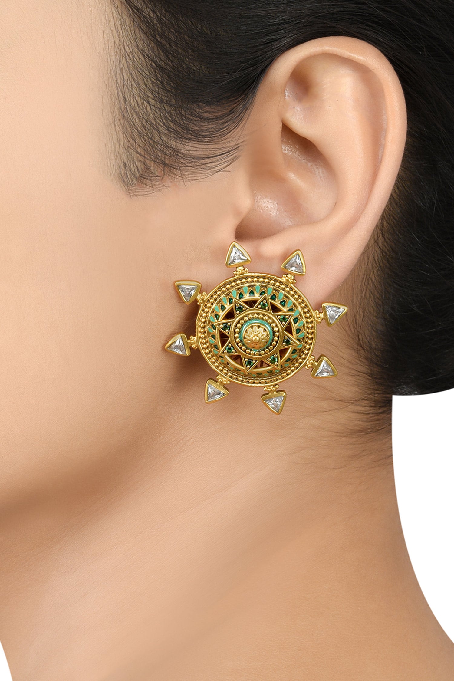 Buy Tribe Amrapali Circular Stone Studs Online | Aza Fashions