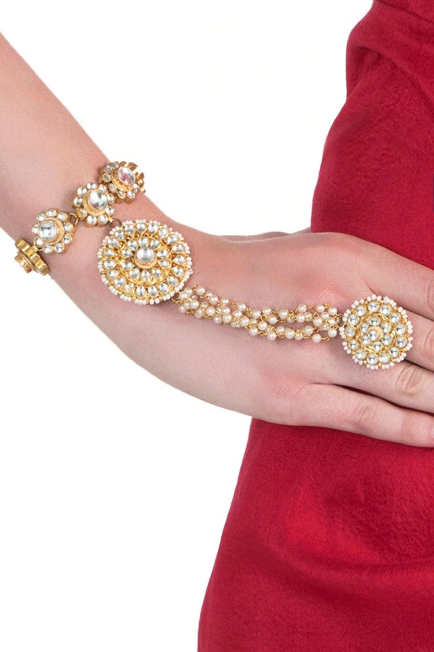 Buy Riana Jewellery Floral Stone Hathphool (single Pc) Online | Aza ...