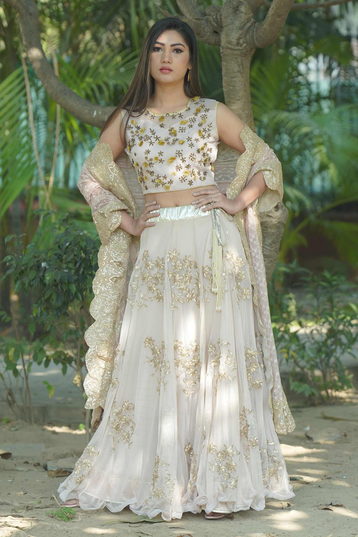 Buy Rina Dhaka Pink Hand Embroidered Lehenga Set Online | Aza Fashions