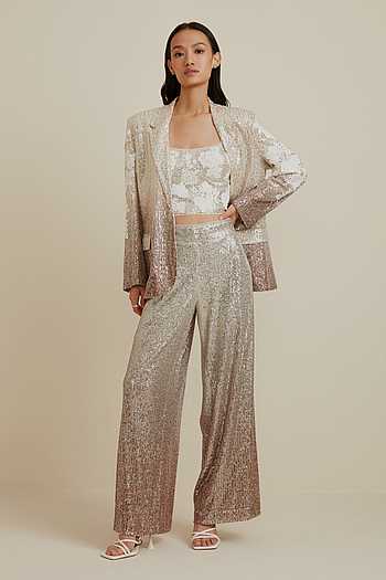 Buy Ranna Gill Silver Net Ombre Sequin Jacket Online | Aza Fashions