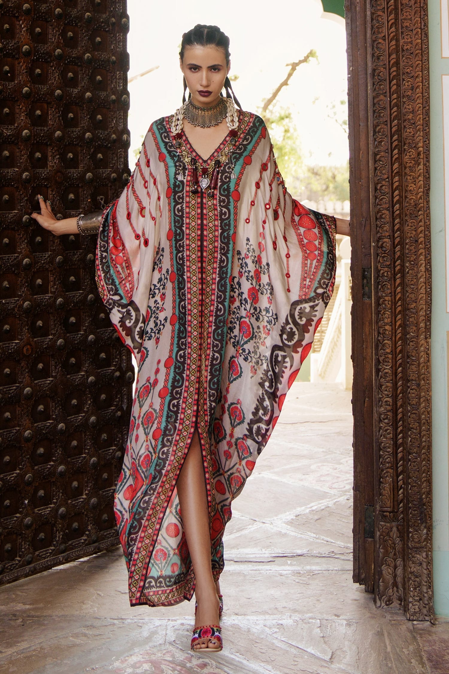 Buy Rajdeep Ranawat Multi Color Verusha Silk Kaftan Online | Aza Fashions