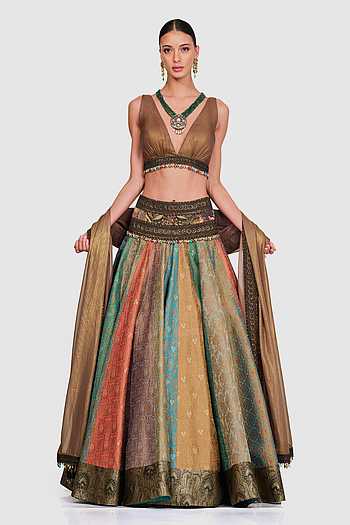 Buy Rocky Star Multi Color Brocade High Waist Lehenga Set Online | Aza ...
