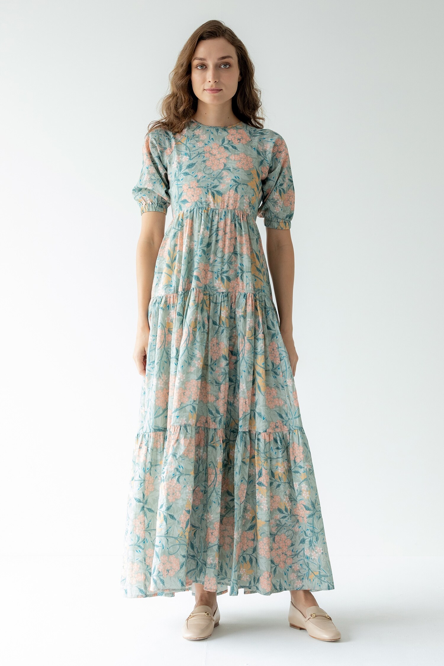 Buy Multi Color Pure Cotton And Embroidery Floral Hali Dress For Women ...