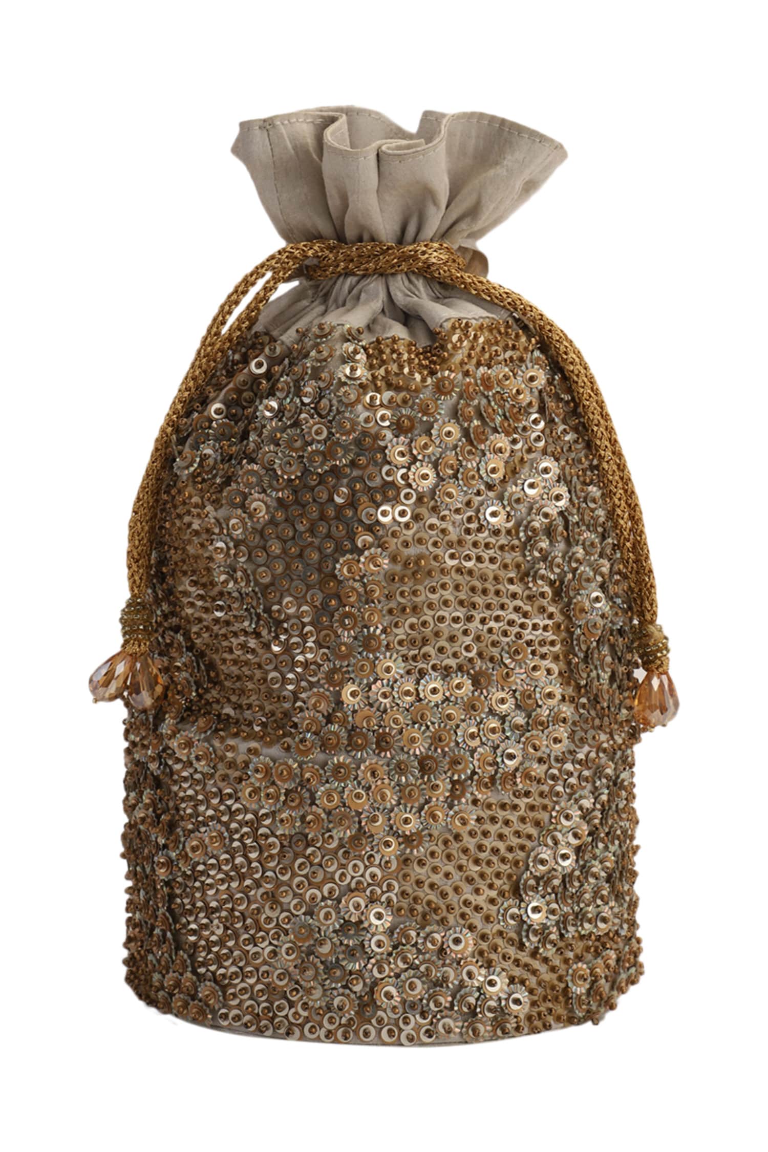 Buy The Purple Sack Hand Embroidered Potli Bag Online | Aza Fashions