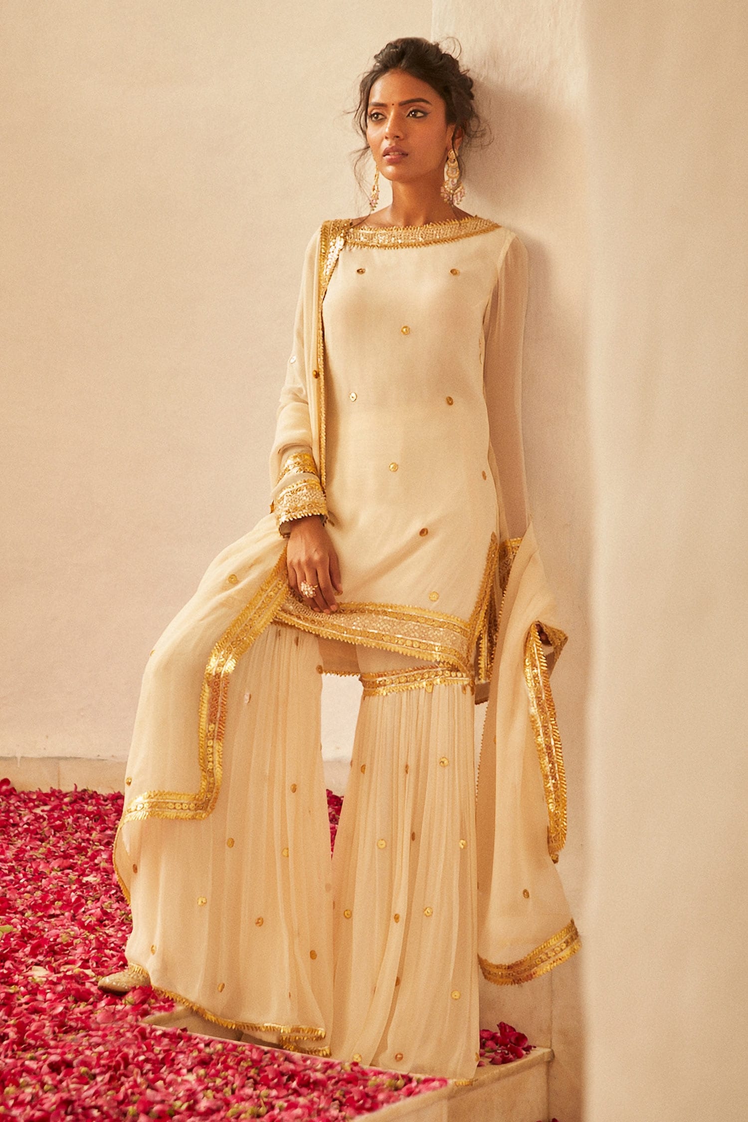 Buy Shian Hand Embroidered Kurta And Sharara Set Online | Aza Fashions