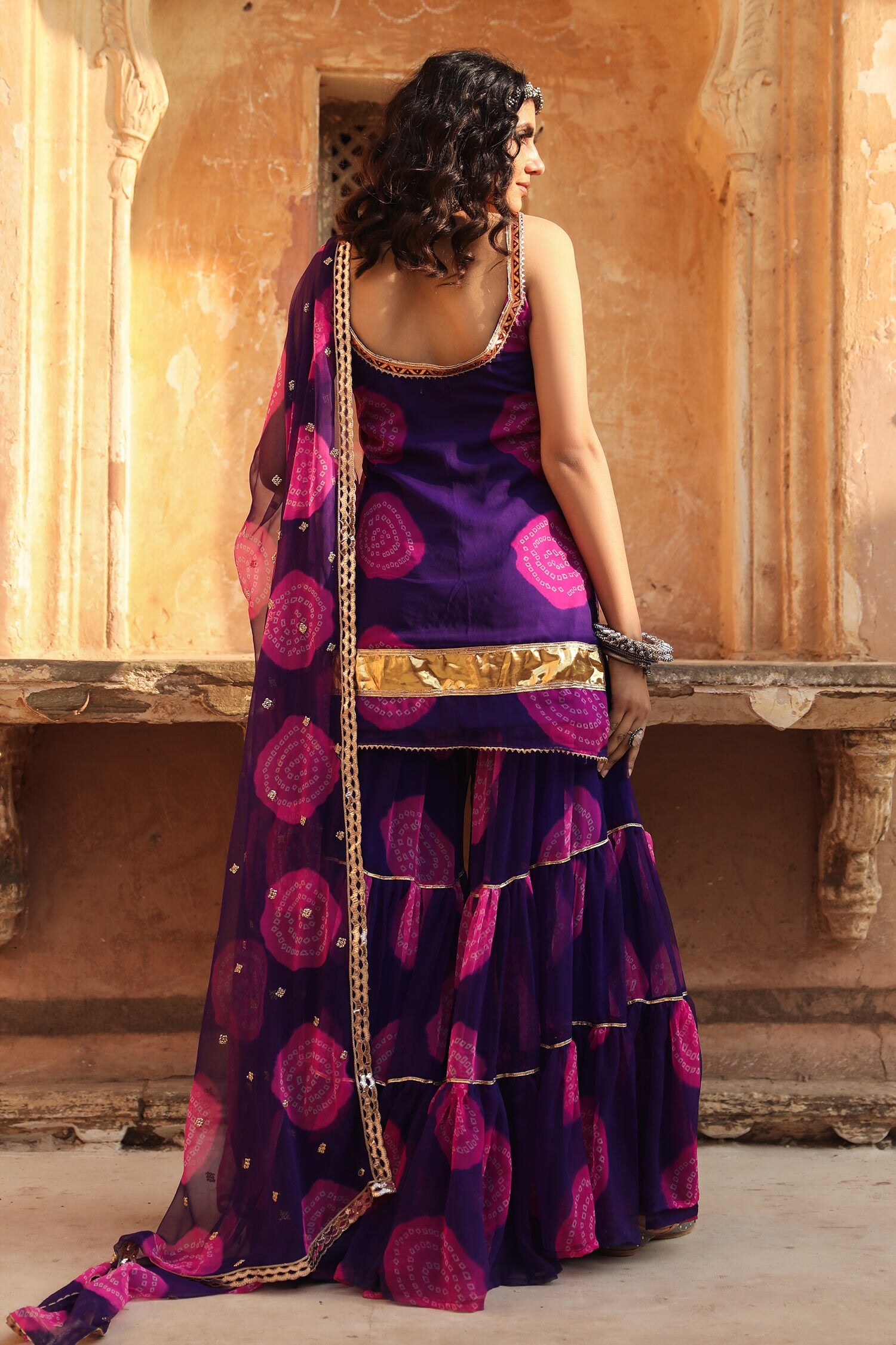 Buy Gulabo Jaipur Purple Shinaz Georgette Kurta Sharara Set Online ...