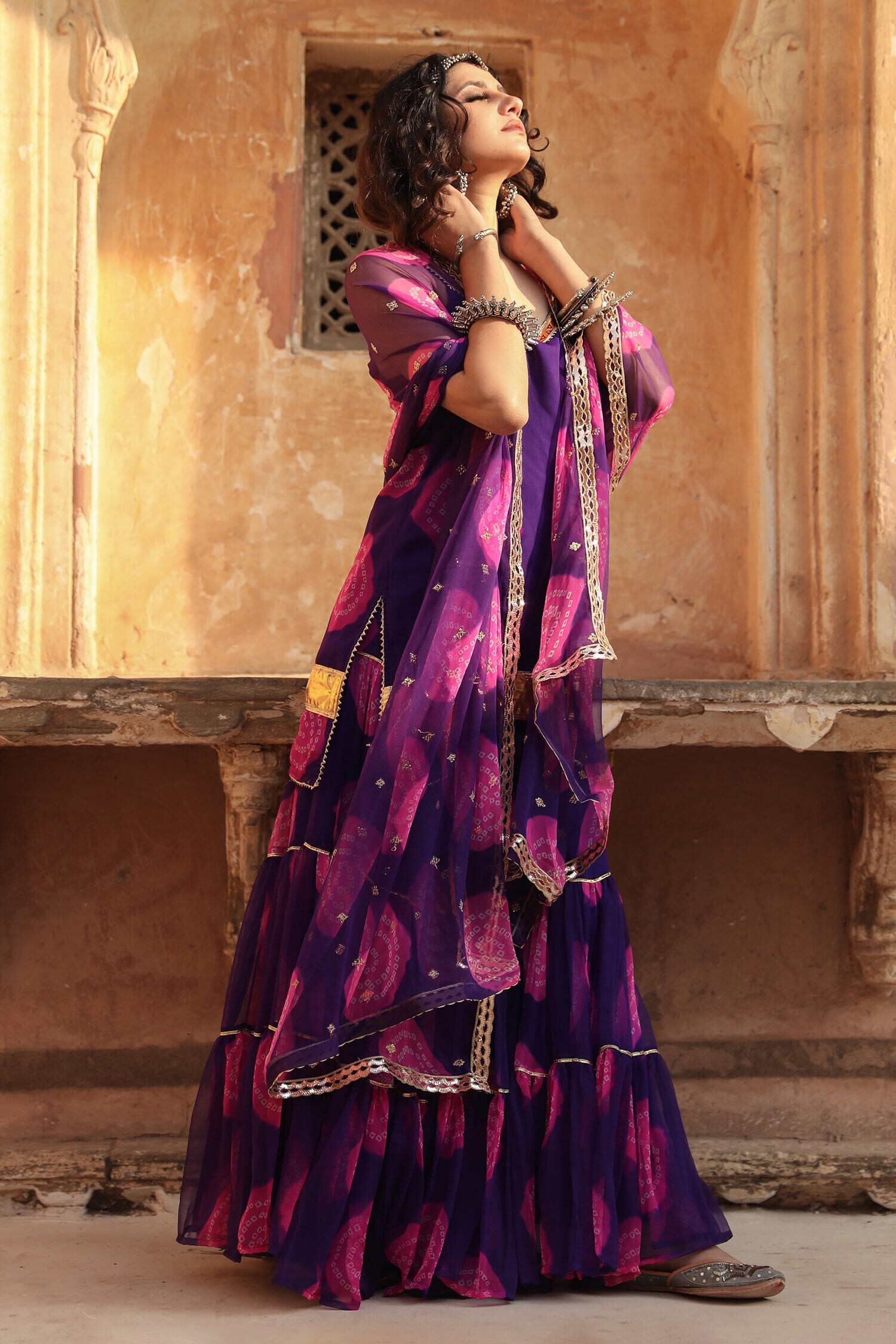 Buy Gulabo Jaipur Purple Shinaz Georgette Kurta Sharara Set Online ...