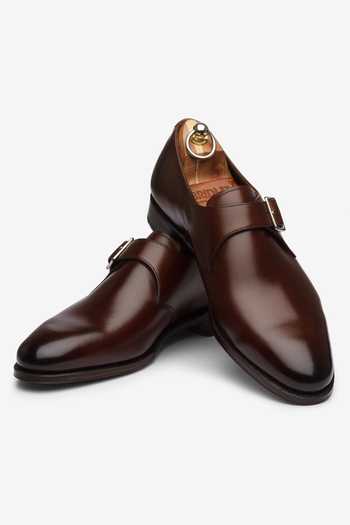 Buy Brown Single Monk Shoes For Men by Bridlen Online at Aza Fashions.