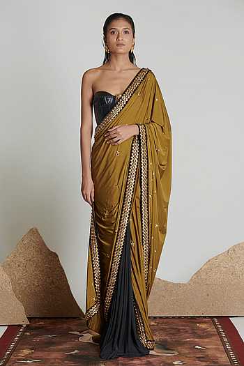 Buy Shivan & Narresh Black Skeinwork Saree Online | Aza Fashions
