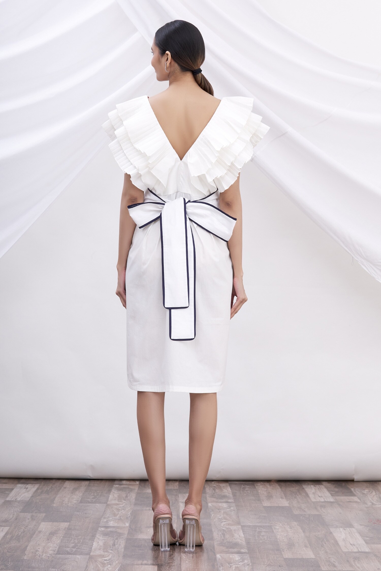 Buy Mr. Ajay Kumar White Cotton Ruffle Dress Online | Aza Fashions