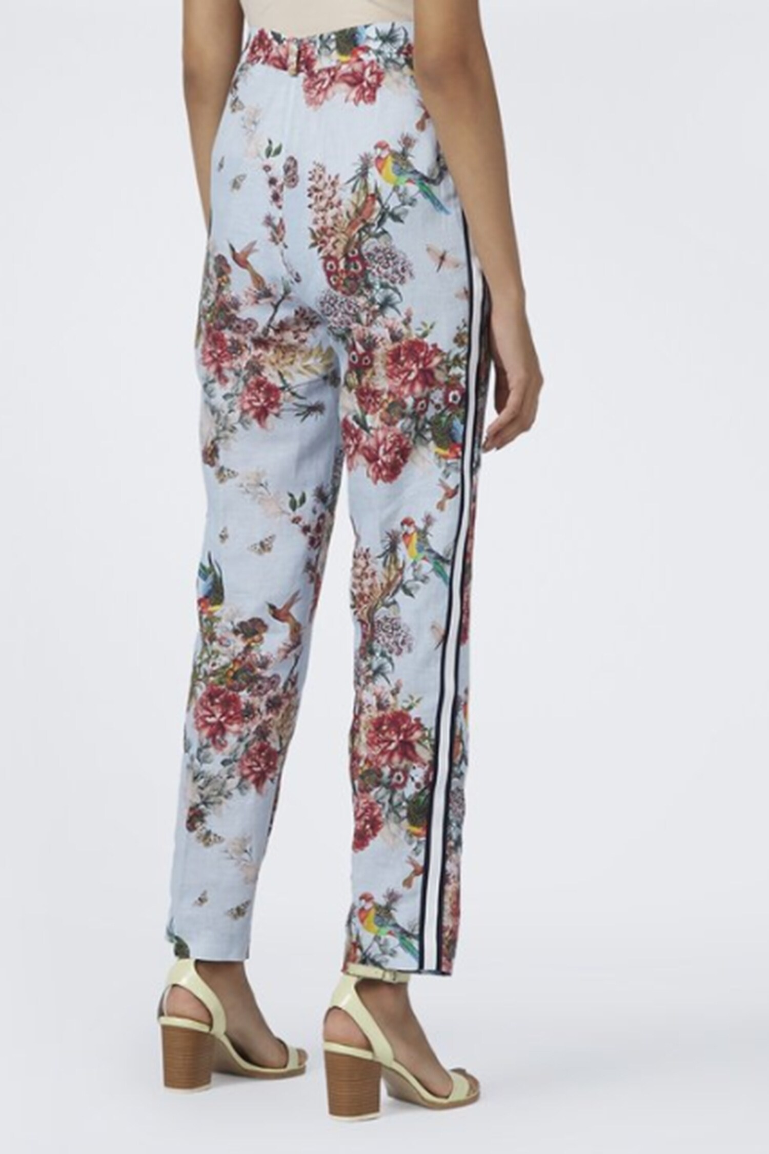 Buy House of Three Blue Cotton Linen Trouser Online | Aza Fashions
