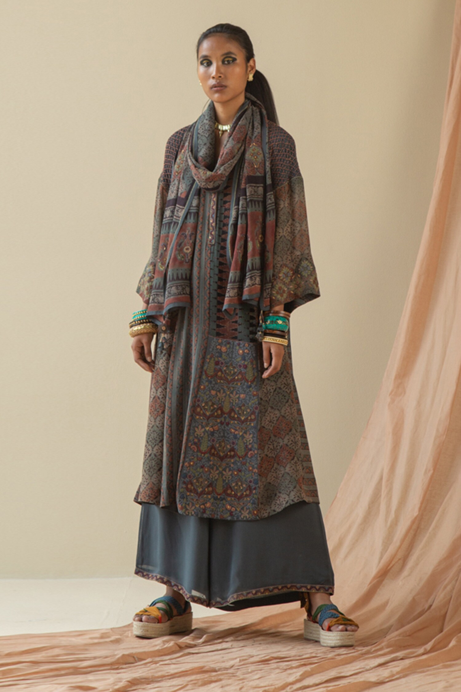 Buy Grey Embroidered Stole by Sunira Designs Online at Aza Fashions.