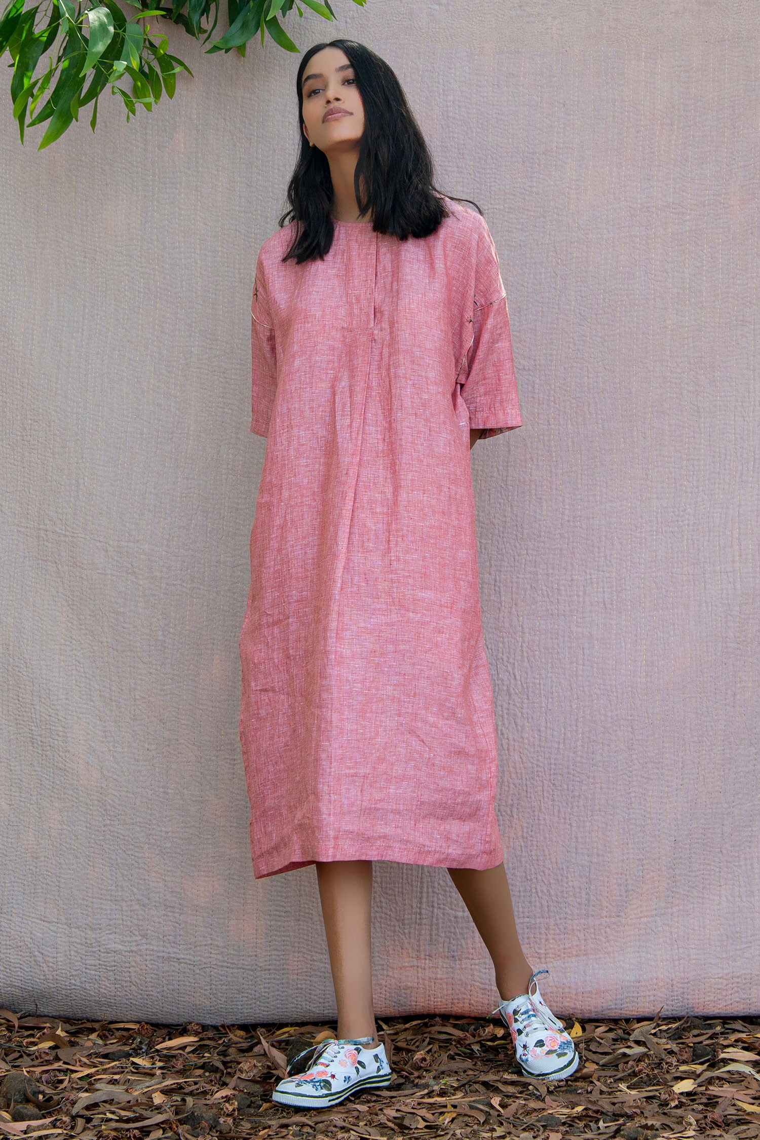 Buy Anavila Pink Linen Tunic Online | Aza Fashions