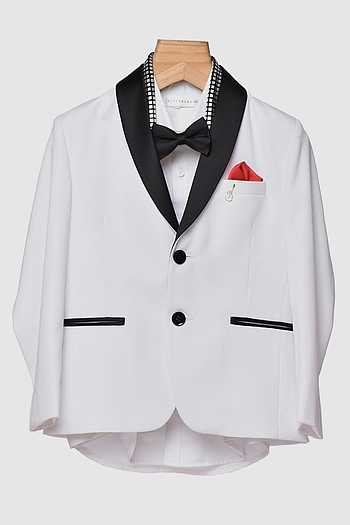 Buy Partykles White Tuxedo Set With Sash For Boys Online | Aza Fashions