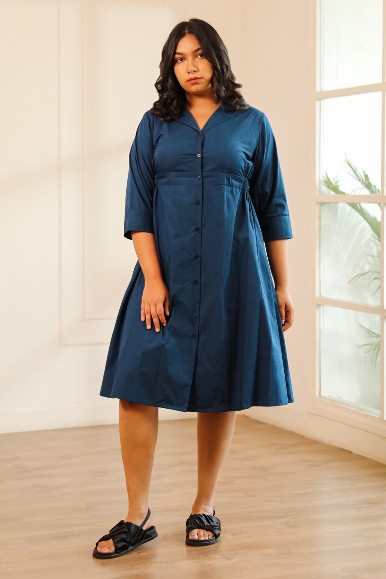 Buy Blue Tula Cotton Shirt Dress For Women by House of Her Online at ...