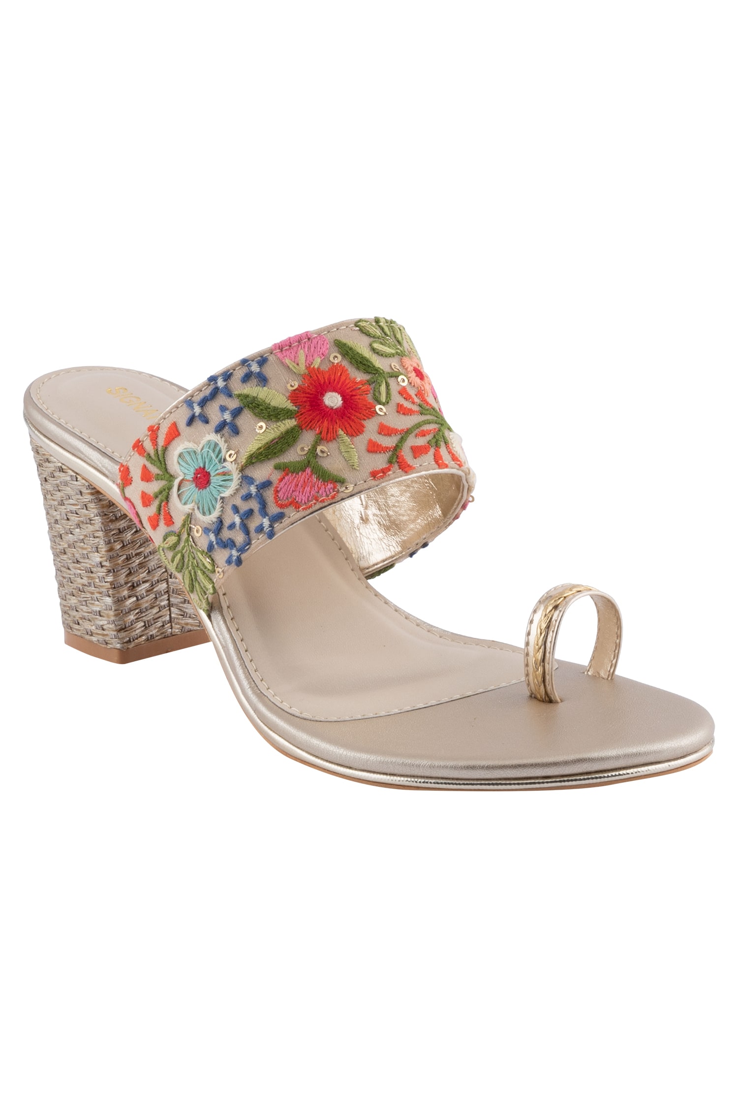 Buy Multi Color Embroidered Block Heels by Signature Sole Online at Aza ...
