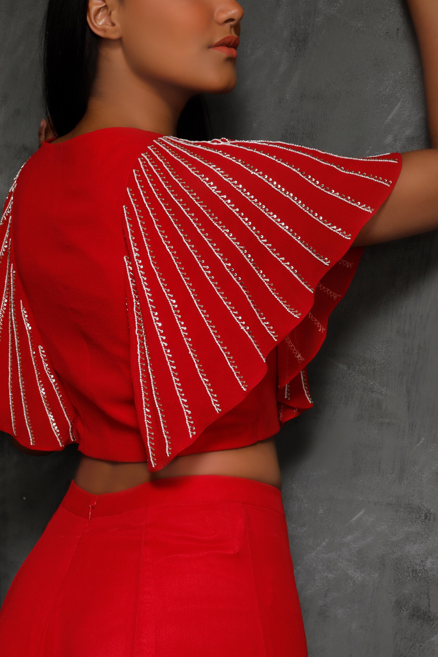 Buy Seema Thukral Pink Pure Georgette Embroidered Top Sharara Set ...