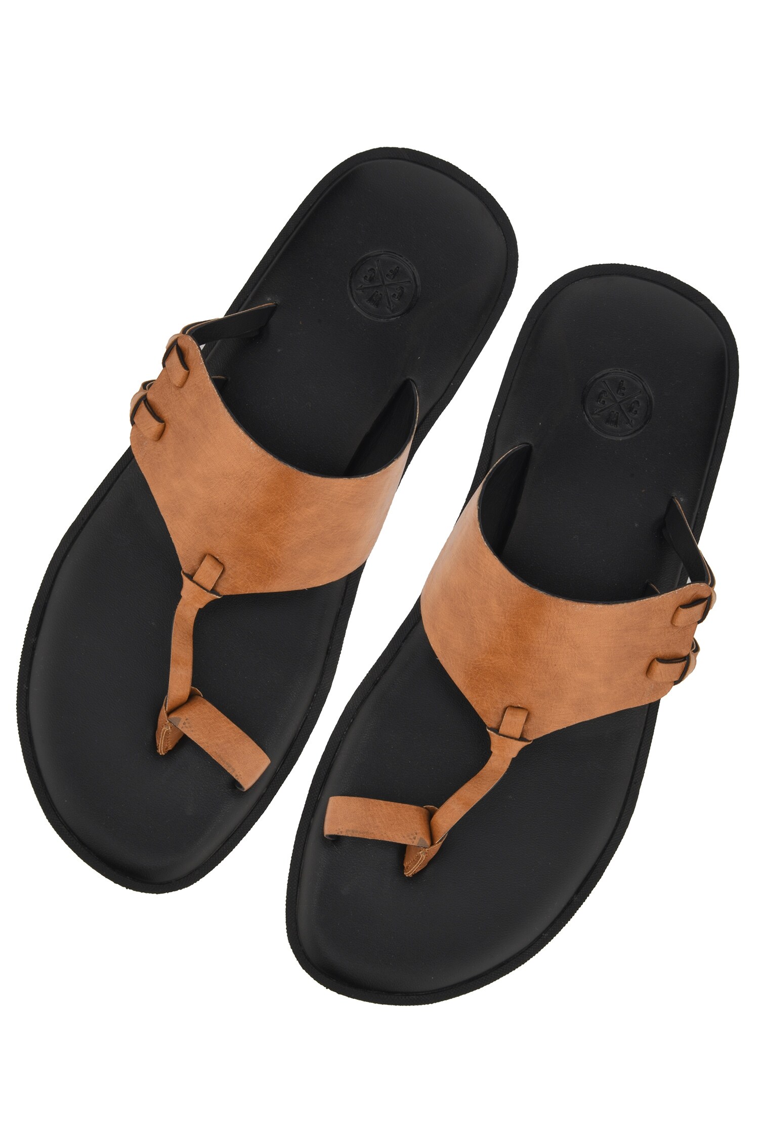 Buy Sko Brown Leather Toe Ring Slippers Online | Aza Fashions