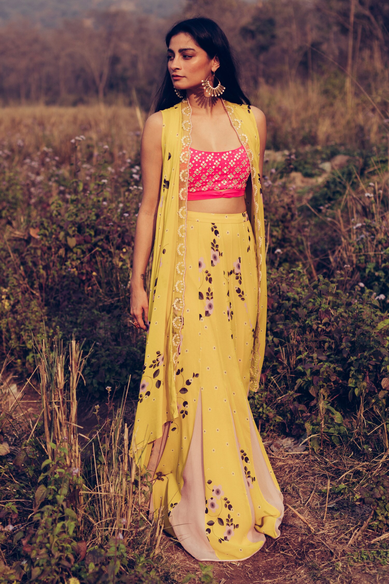 Buy Hand Embroidered Jacket & Lehenga Set by Madsam Tinzin at Aza Fashions