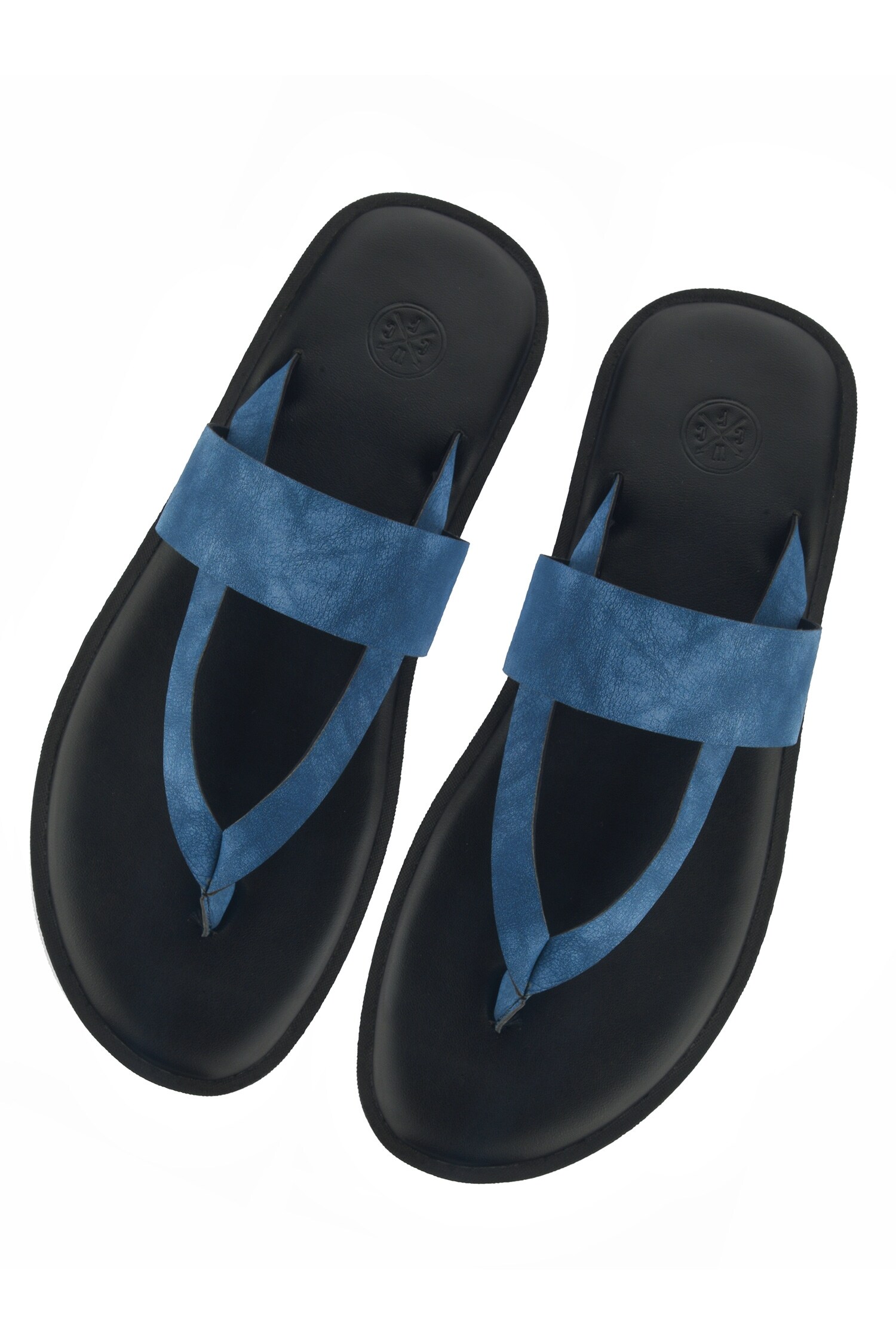 Buy Sko Blue Synthetic V Strap Cushioned Slippers Online | Aza Fashions