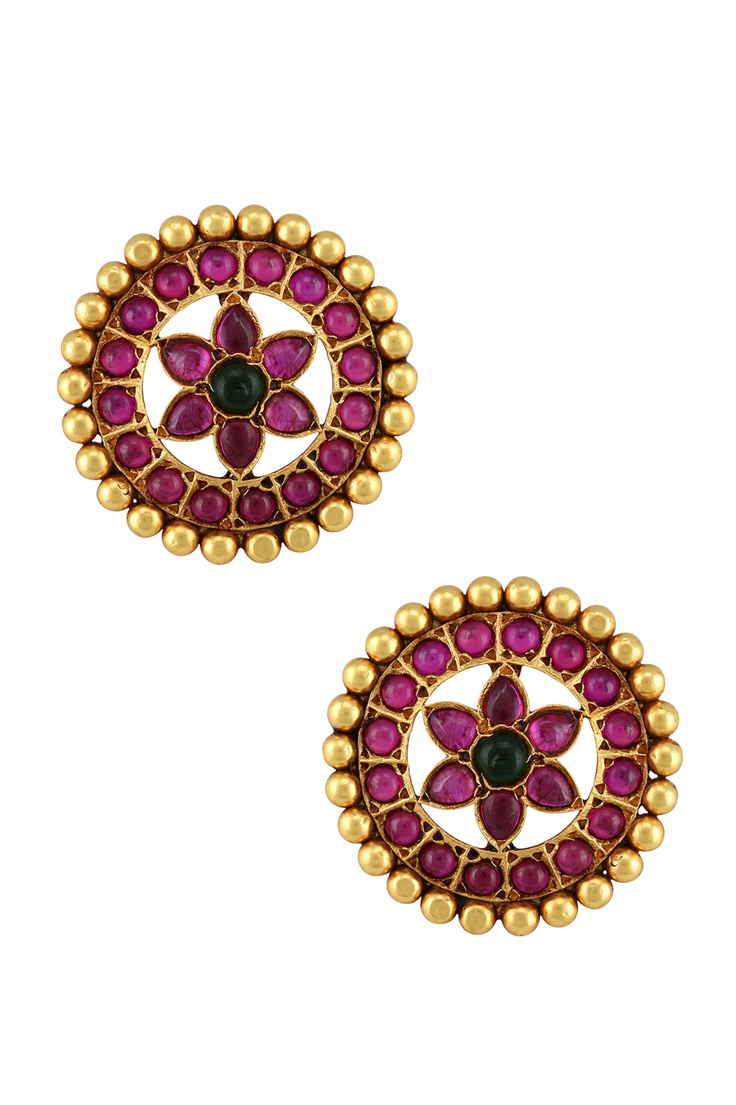 Buy Tribe Amrapali Floral Glass Stud Earrings Online | Aza Fashions