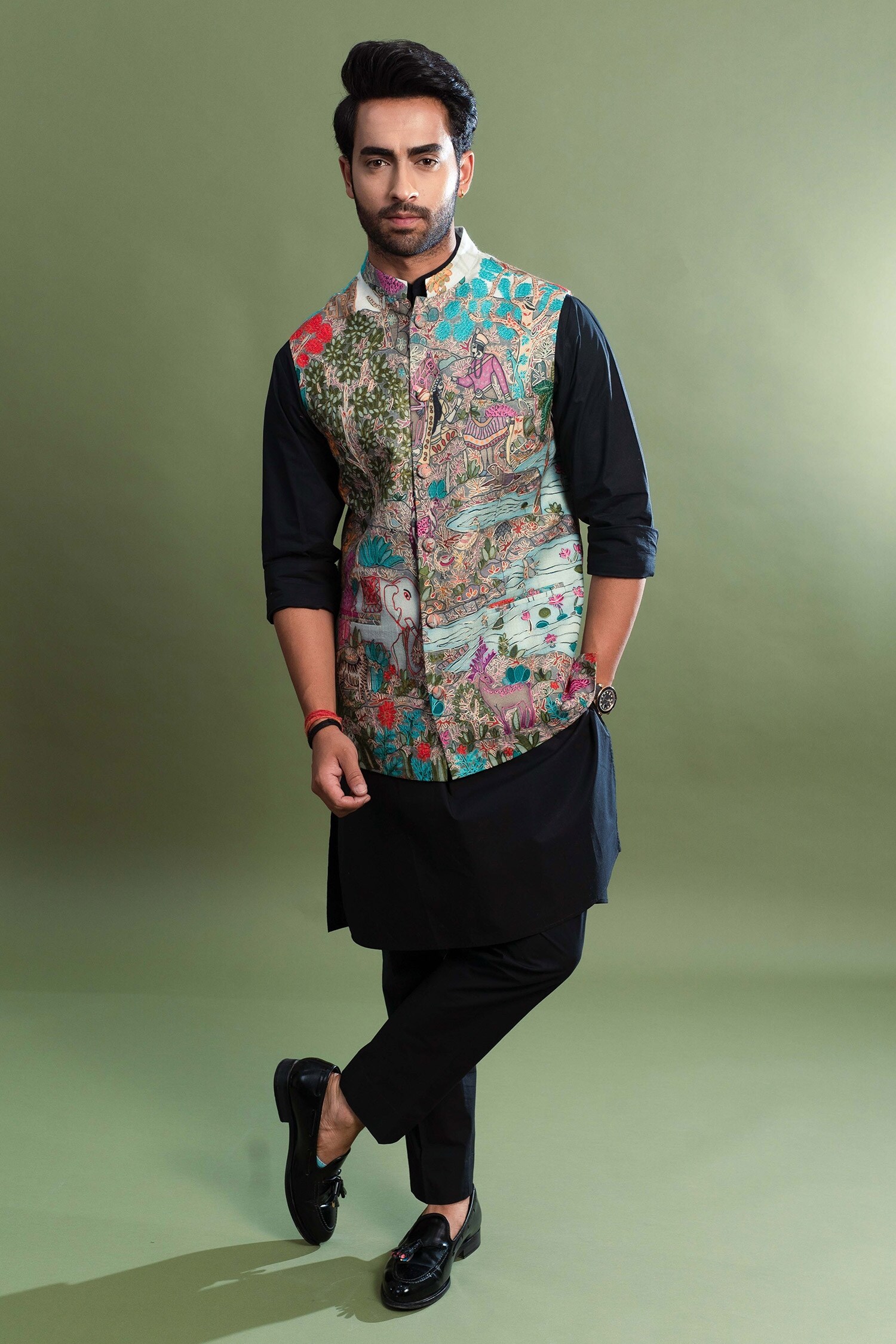 Buy Multi Color Silk/wool Kalamkari Work Mughal Darbar Pattern Bundi ...