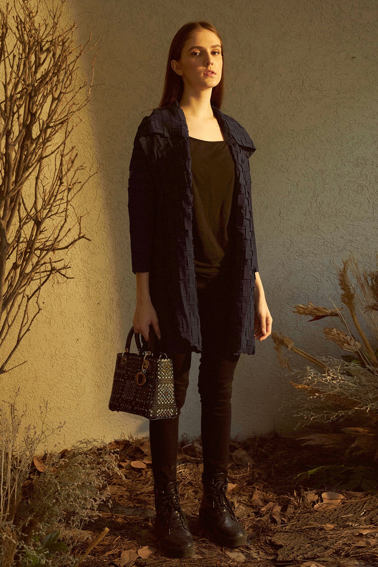 Buy Blue Pleated Fabric Solid Collared Neck Basket Weave Jacket For ...