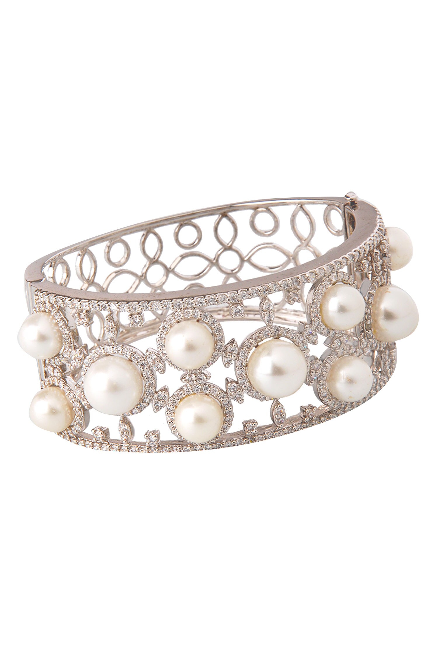 Buy Silver Plated Bead Cutwork Bangle by Tsara Online at Aza Fashions.