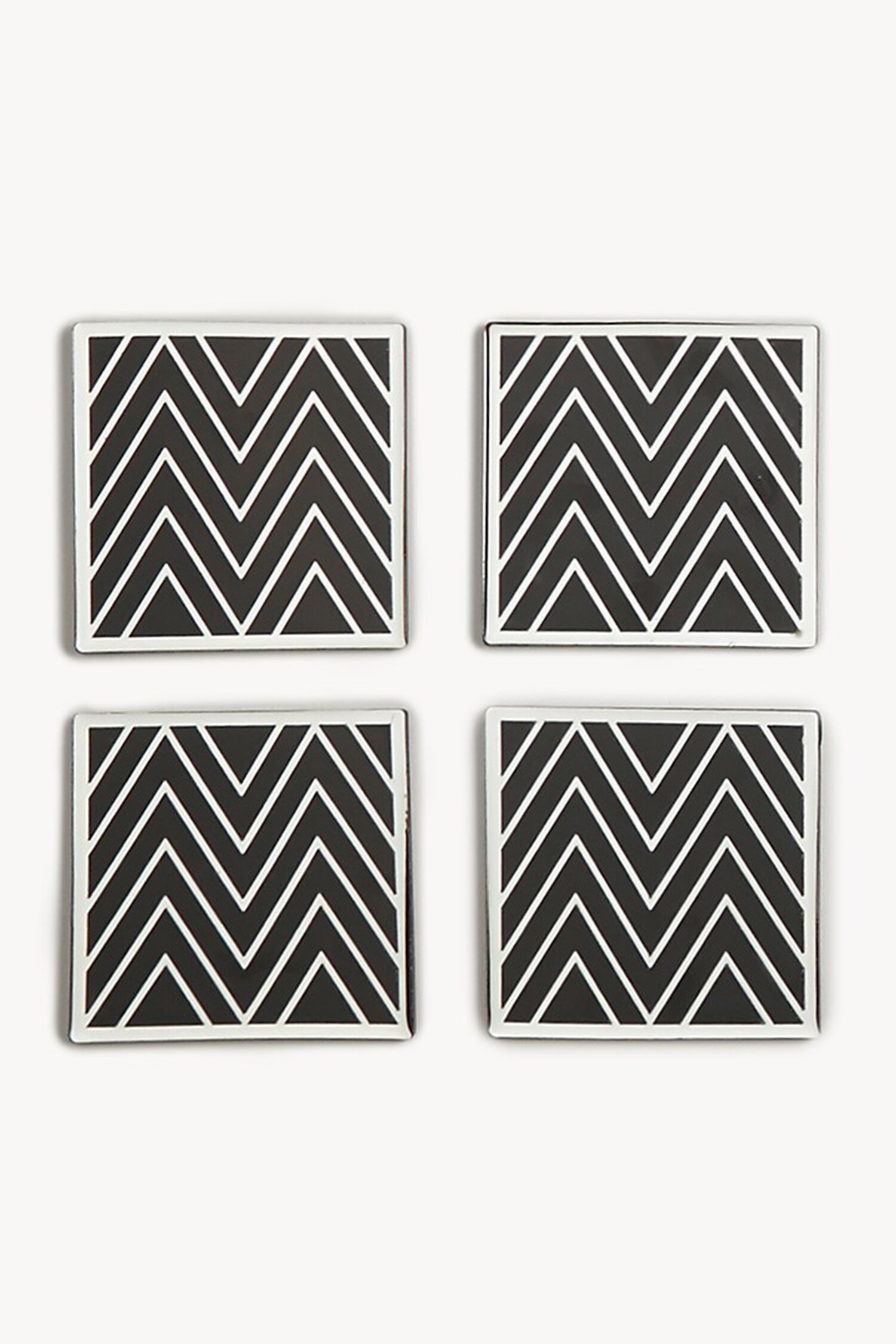 The Bling Edit Black Polymers Chevron Coasters Set Of 4