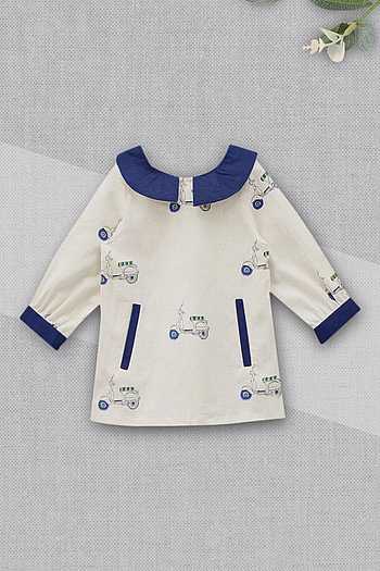 Buy White 100% Organic Cotton Scooter Print Dress For Girls by Tutus by ...