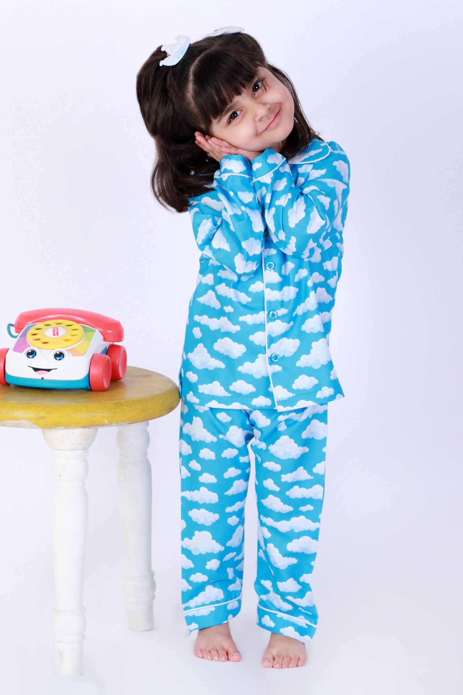Buy Tiny Pants Blue Cotton Printed Night Suit For Girls Online | Aza ...